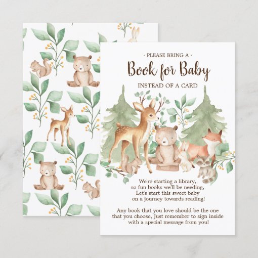 Woodland Forest Animals Book for Baby Card | Zazzle