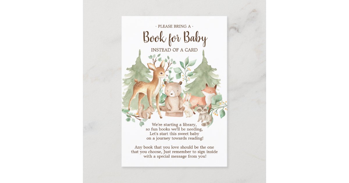 Woodland Forest Animals Book for Baby Card | Zazzle
