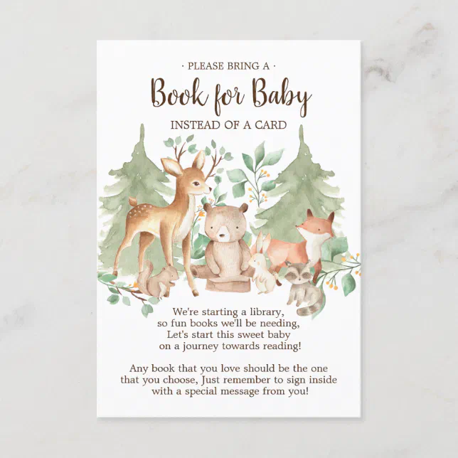 Woodland Forest Animals Book for Baby Card | Zazzle