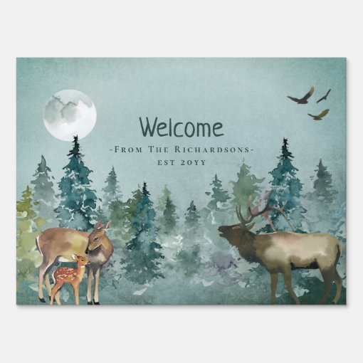 Woodland Forest Animals Custom Welcome Sign | Zazzle