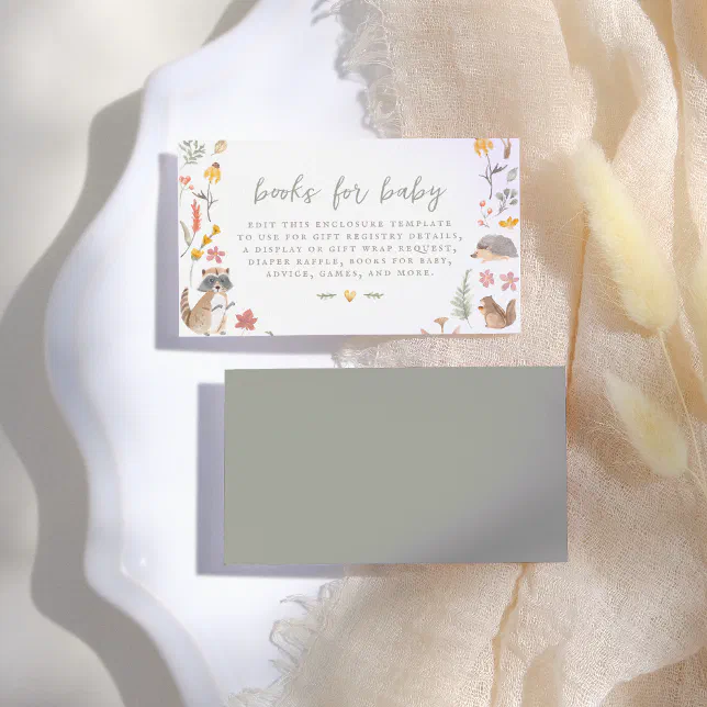 Woodland Forest Animals Gender Neutral Baby Shower Enclosure Card | Zazzle