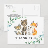 Woodland Forest Animals Thank You Postcard | Zazzle