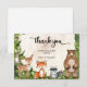 Woodland forest animals wooden slice greenery thank you card | Zazzle