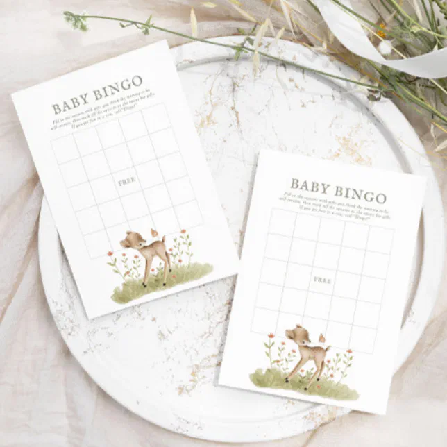 Woodland Forest Baby Shower Deer Baby Bingo Game | Zazzle
