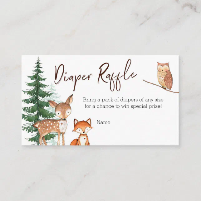 Woodland Forest Baby Shower - Diaper Raffle Card | Zazzle