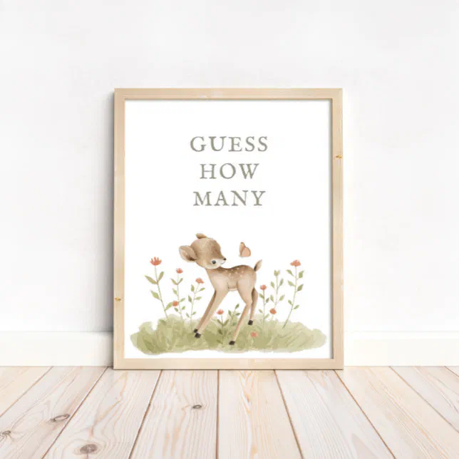 Woodland Forest Baby Shower Guess How Many Poster | Zazzle