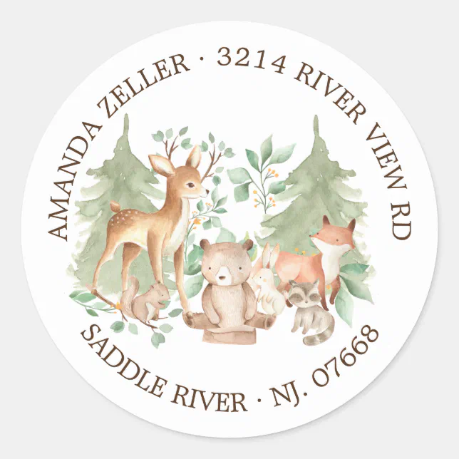 Woodland Forest Baby Shower Return Address Label | Zazzle