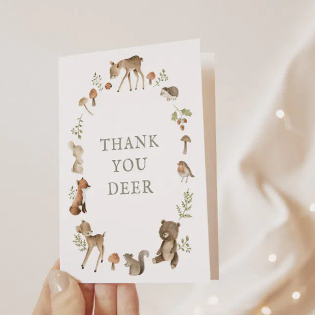 Woodland Forest Baby Shower Thank You Deer Card | Zazzle