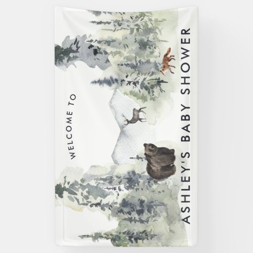 Woodland Forest | Baby Shower Welcome Banner | Zazzle