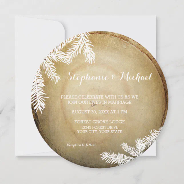 Woodland Forest Center Cut Wood Tree Trunk Wedding Invitation | Zazzle