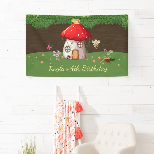 Woodland Forest, Fairy Birthday Banner | Zazzle