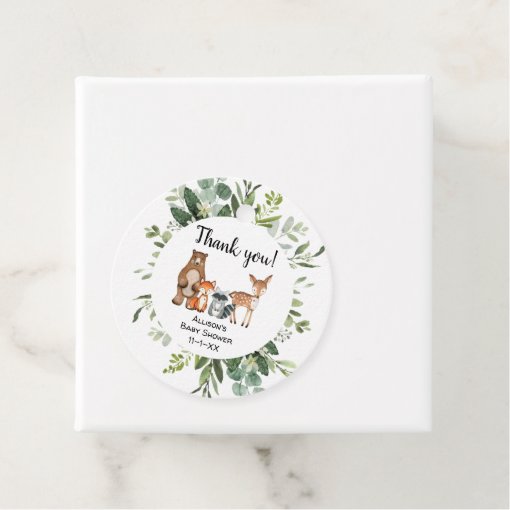 Woodland forest friends animals thank you favor tags | Zazzle