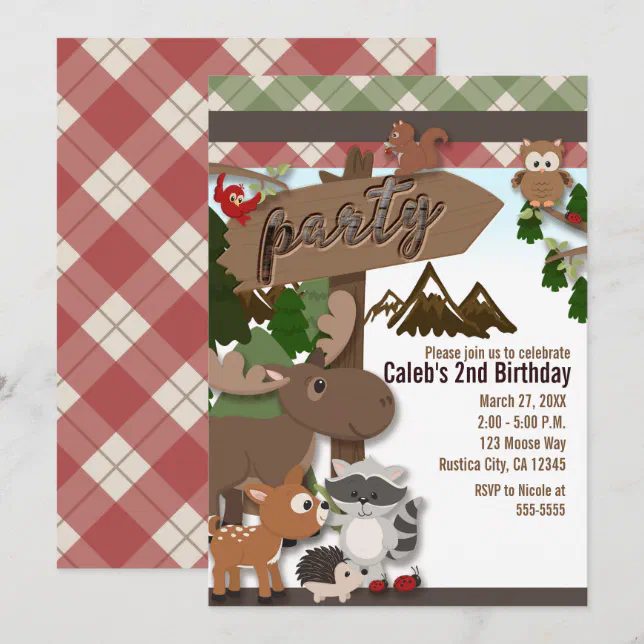 Woodland Forest Friends Kids Birthday Party Invitation | Zazzle