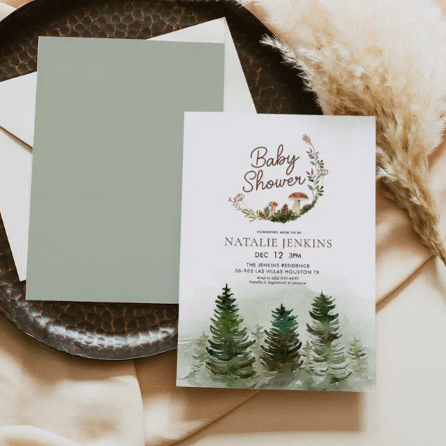 Woodland Forest Gender Neutral Baby Shower Invitation | Zazzle