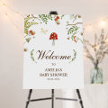 Woodland forest mushrooms baby shower Welcome sign | Zazzle