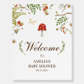 Woodland forest mushrooms baby shower Welcome sign | Zazzle