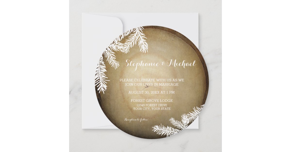 Woodland Forest Rustic Wood Tree Trunk Wedding Invitation | Zazzle