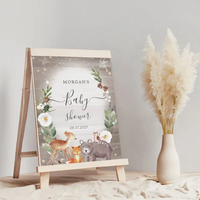 Woodland Forest Sparkle Baby Shower Foam Board | Zazzle