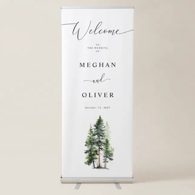 Woodland Forest Welcome Wedding Retractable Banner | Zazzle