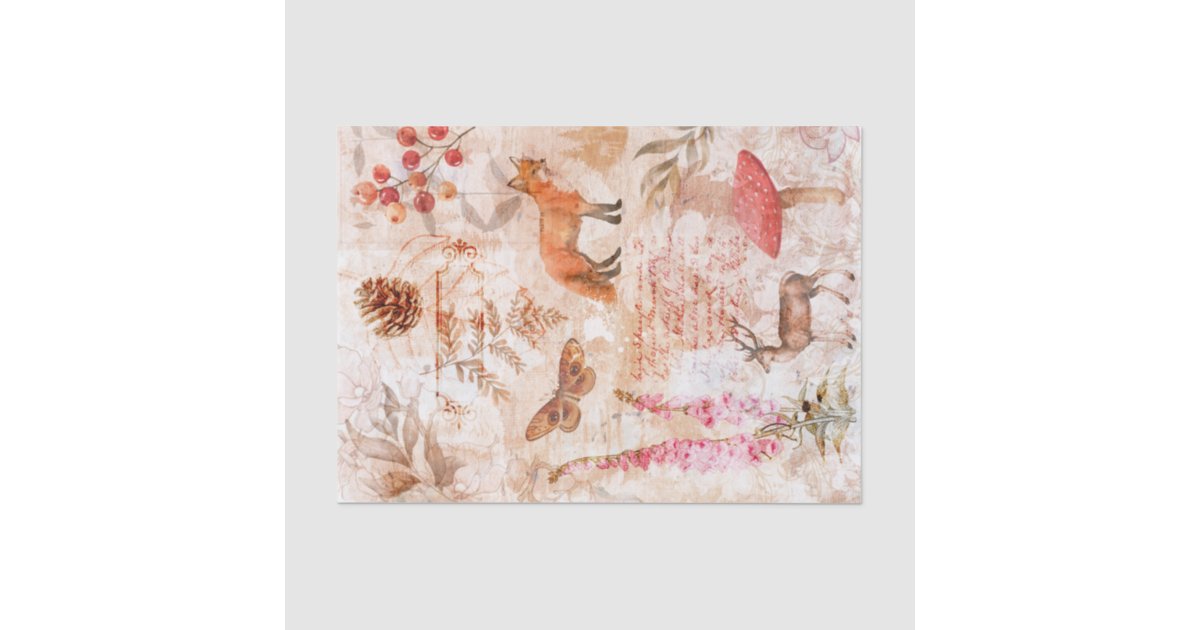 Woodland Forest Wildlife Fox Deer Decoupage Tissue Paper | Zazzle