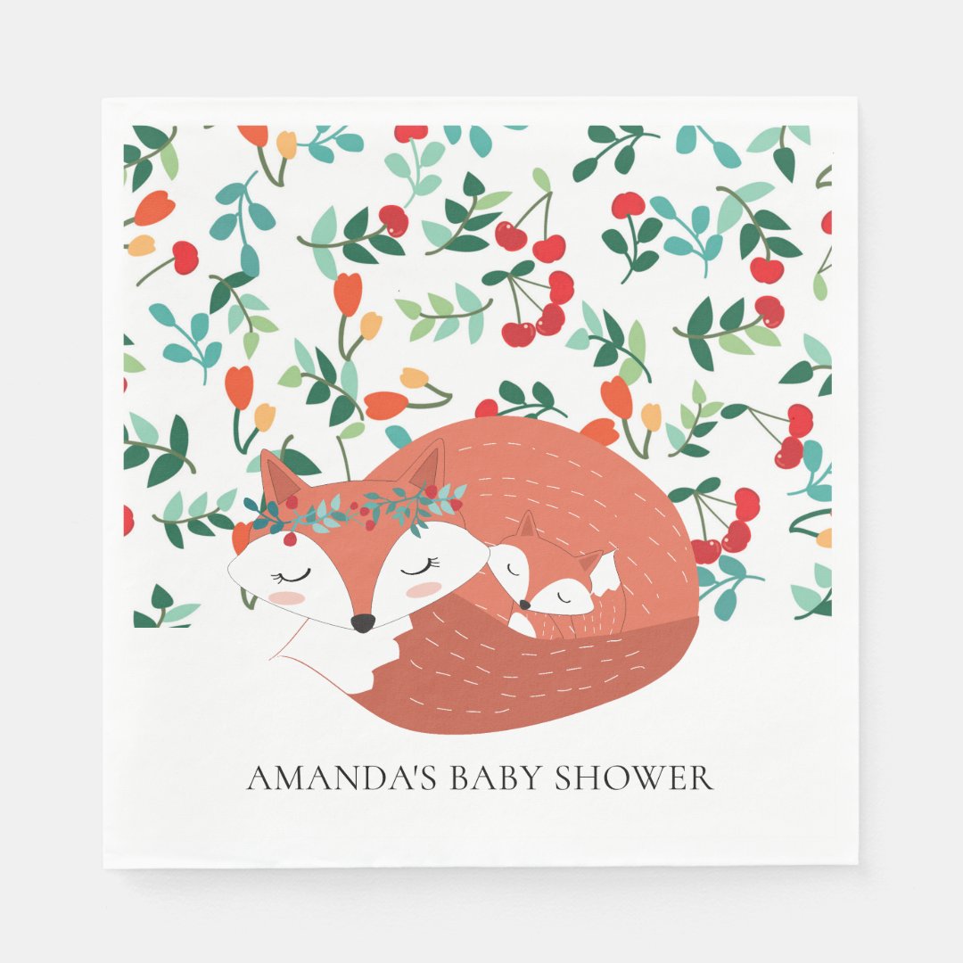 Woodland Fox Baby Shower Paper Napkins | Zazzle