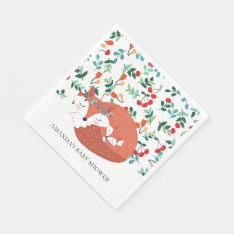 Woodland Fox Baby Shower Paper Napkins | Zazzle