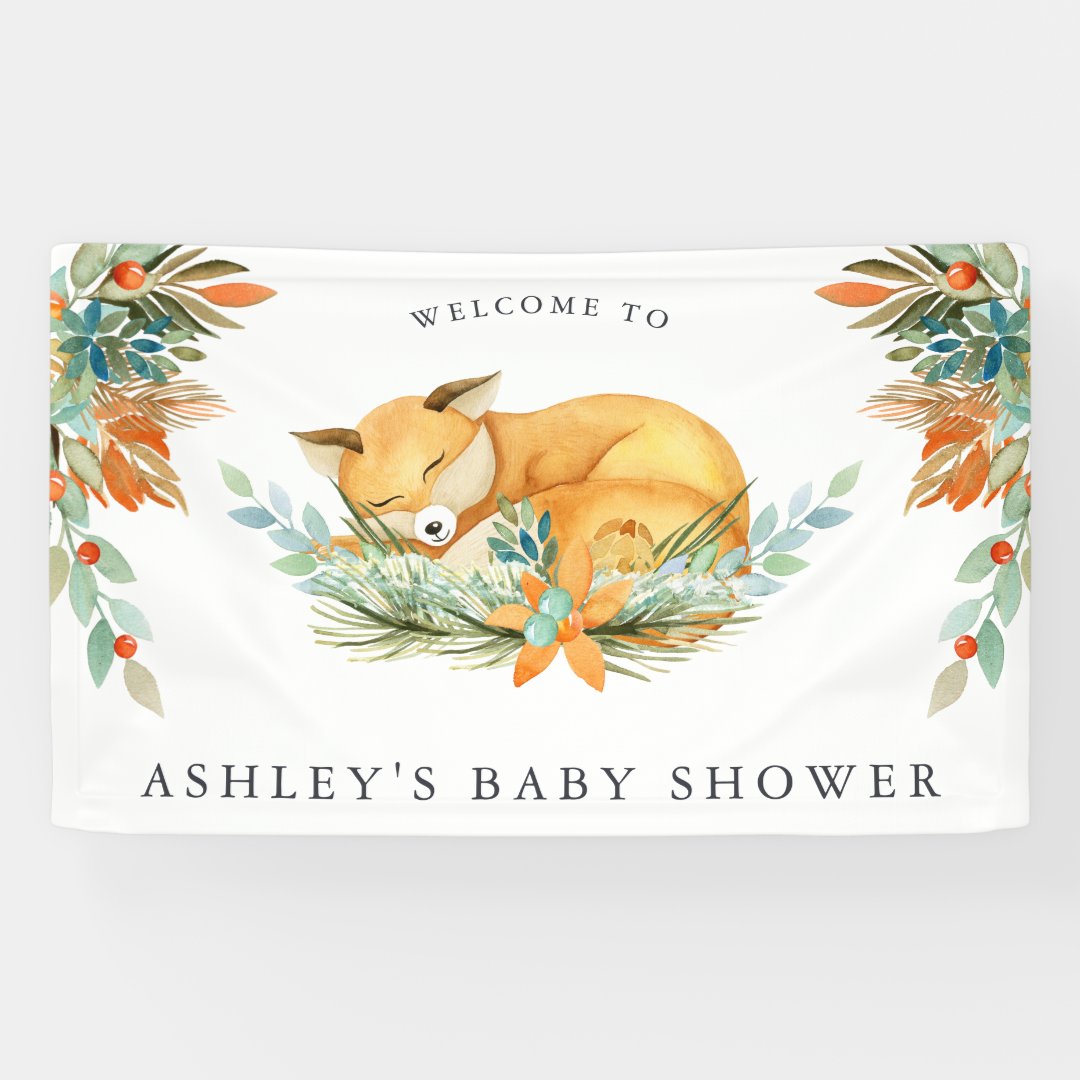 Woodland Fox | Baby Shower Welcome Banner | Zazzle