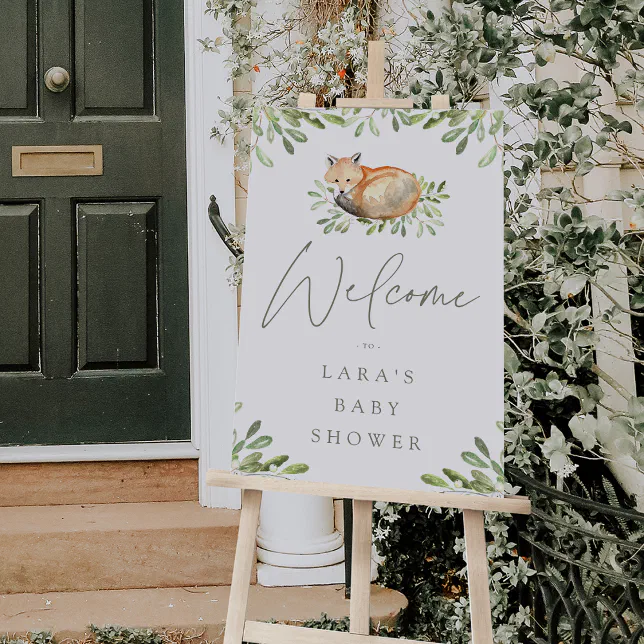 Woodland Fox Baby Shower Welcome Sign | Zazzle
