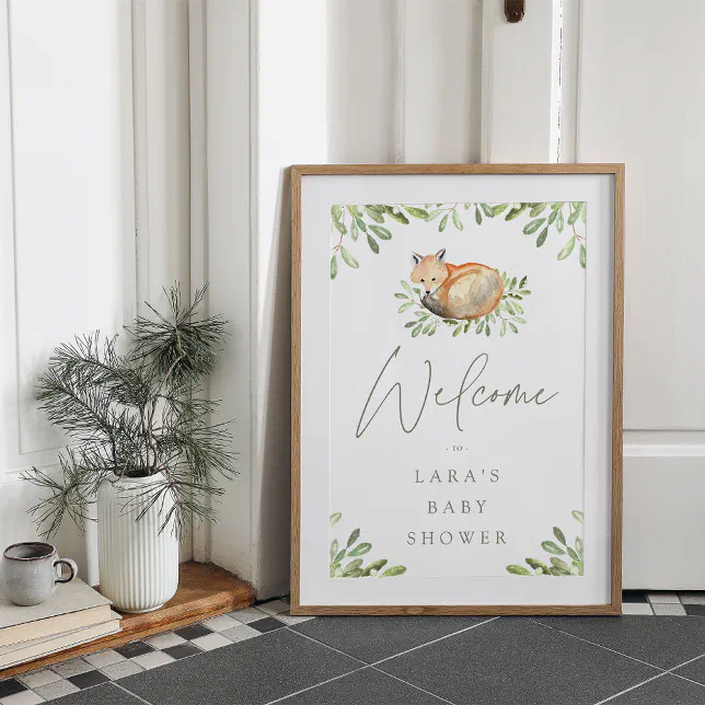 Woodland Fox Baby Shower Welcome Sign | Zazzle