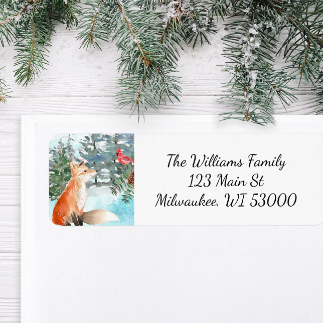 Woodland Fox Christmas Return Address Label | Zazzle