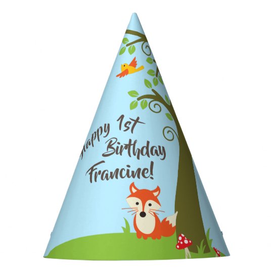 Woodland Fox Cute Kids Birthday Party Party Hat | Zazzle.com