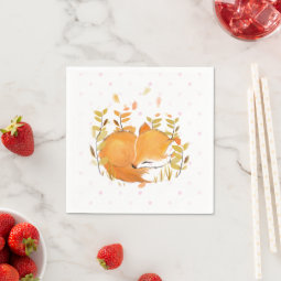 Woodland Fox Party Decor Paper Napkins | Zazzle