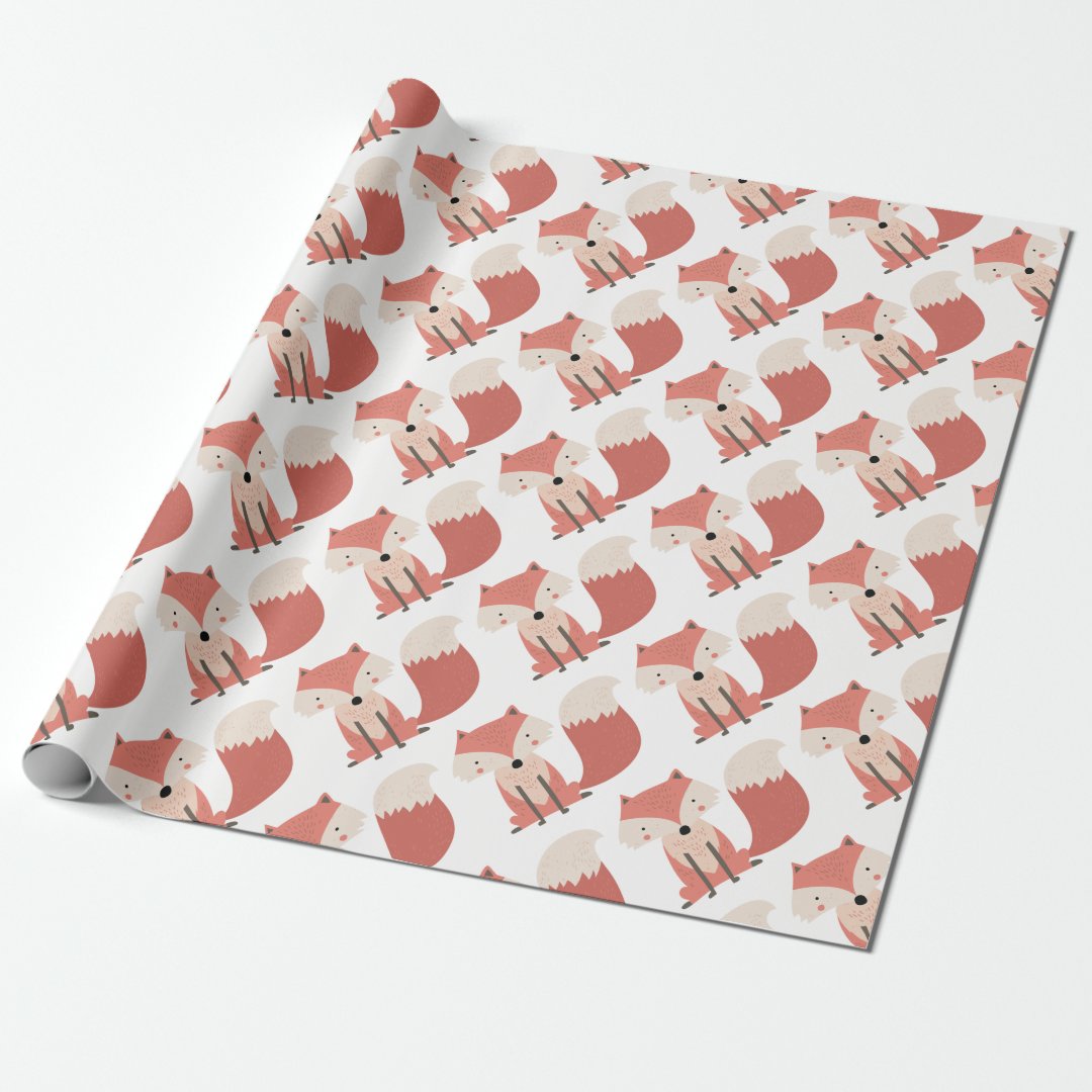 Woodland Fox Pattern Wrapping Paper | Zazzle