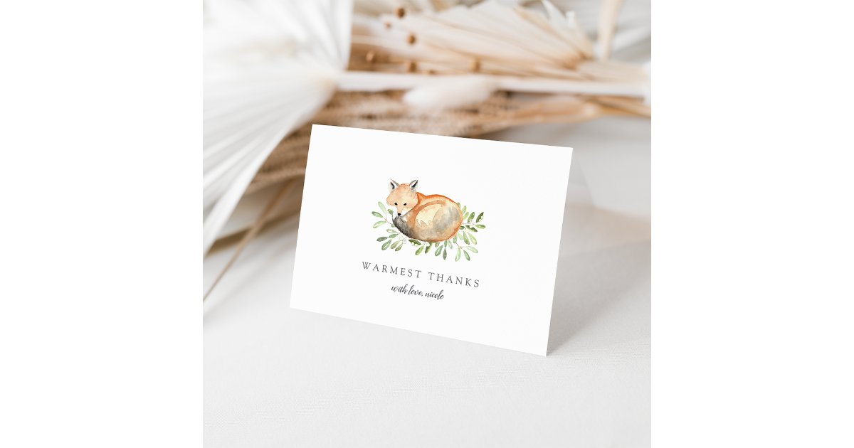 Woodland Fox Personalized Thank You Card | Zazzle