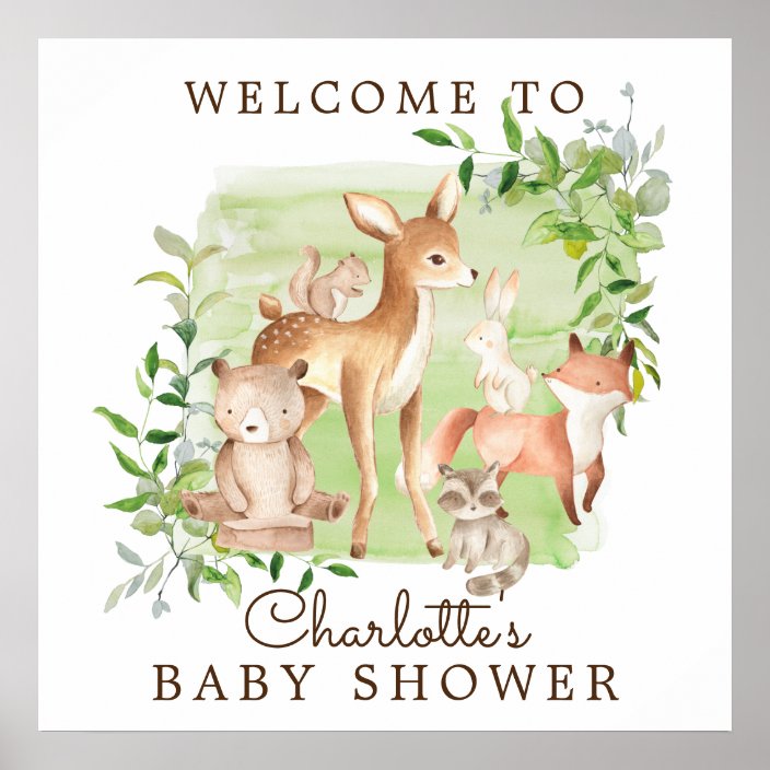 Woodland Friends Baby Shower Welcome Poster | Zazzle.com Woodland Friends Baby Shower Welcome Poster | Zazzle.com