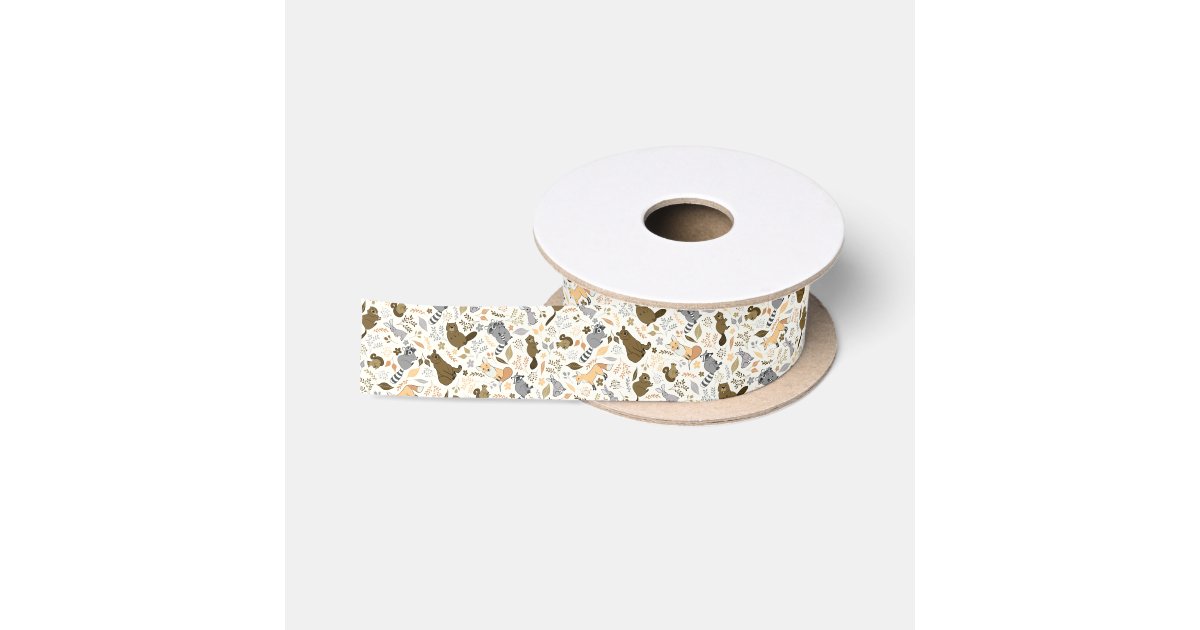 Woodland Friends Satin Ribbon | Zazzle
