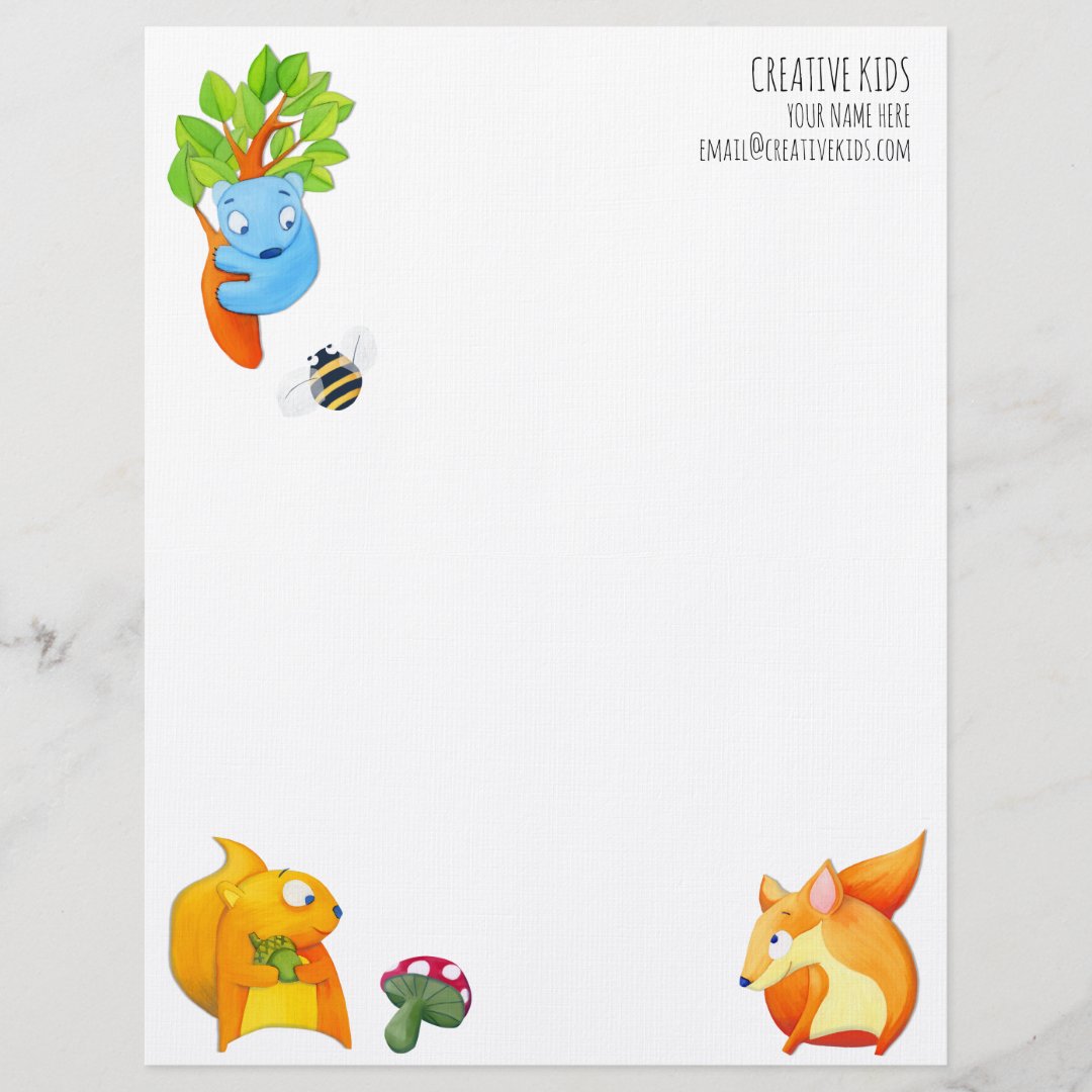 Woodland Fun Customizable Letterhead | Zazzle