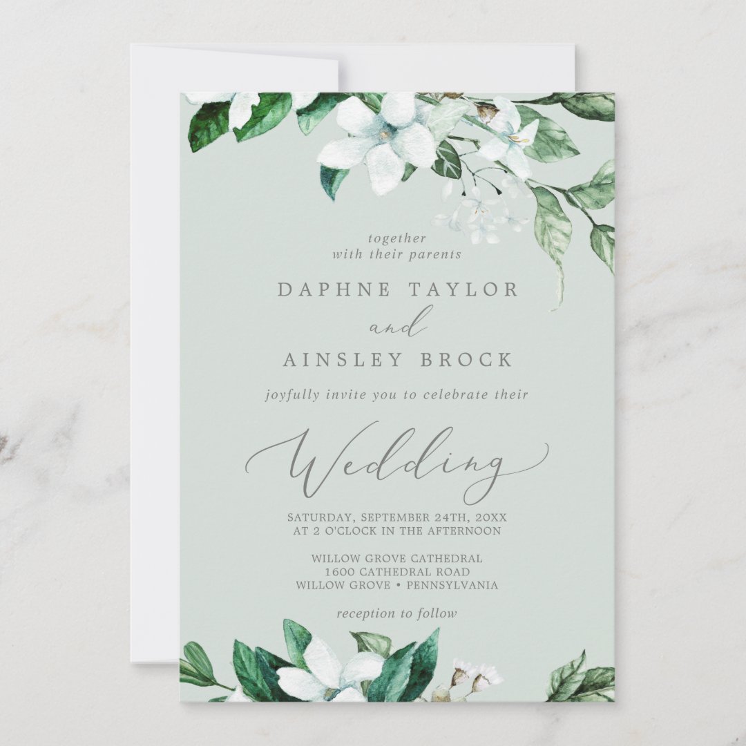 Woodland Greenery | Mint Green Wedding Invitation | Zazzle