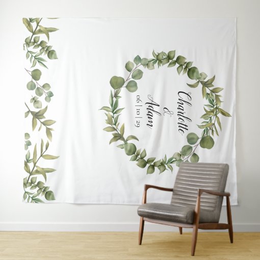 Woodland Greenery Wedding Photo Booth Backdrop | Zazzle