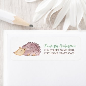 Woodland Hedgehog Address Label | Zazzle