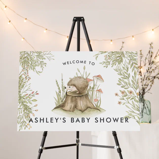 Woodland Hedgehog | Baby Shower Welcome Sign | Zazzle