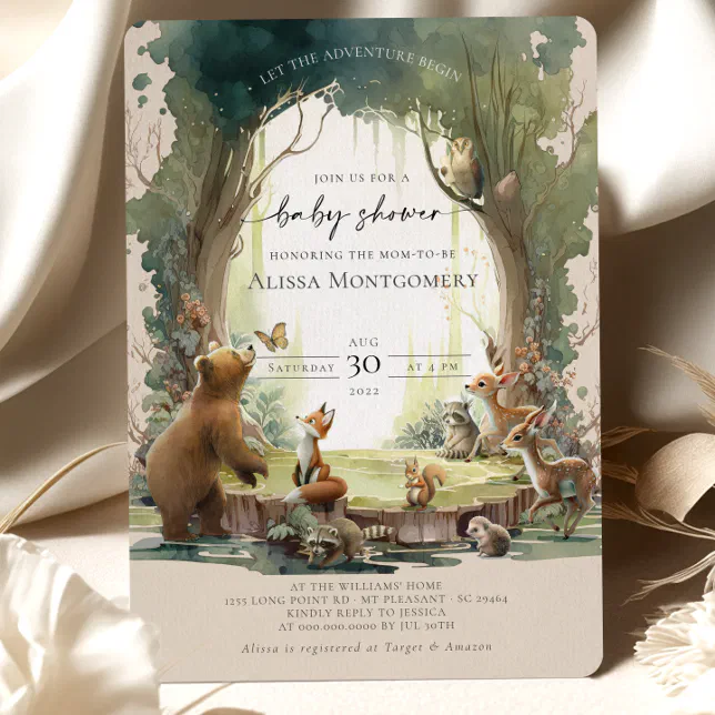 Woodland Let the Adventure Begin Baby Shower Invitation | Zazzle Woodland Let the Adventure Begin Baby Shower Invitation | Zazzle