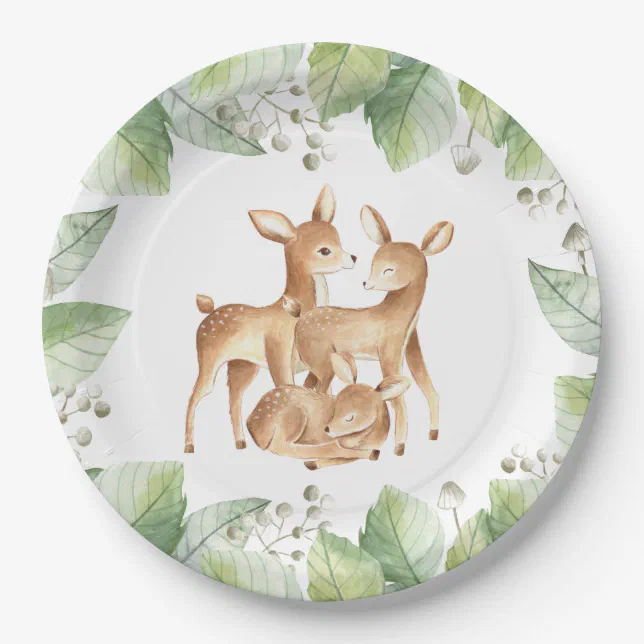 Woodland Little Deer Baby Shower Paper Plates | Zazzle
