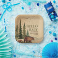 Woodland Mama Bear & Cub Baby Shower Paper Plates | Zazzle