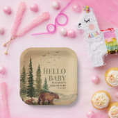 Woodland Mama Bear & Cub Baby Shower Paper Plates | Zazzle