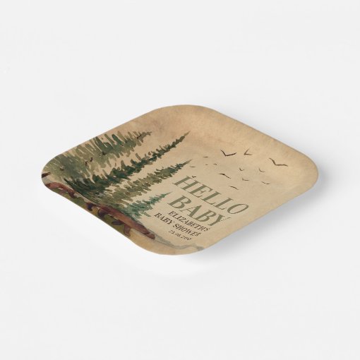 Woodland Mama Bear & Cub Baby Shower Paper Plates | Zazzle