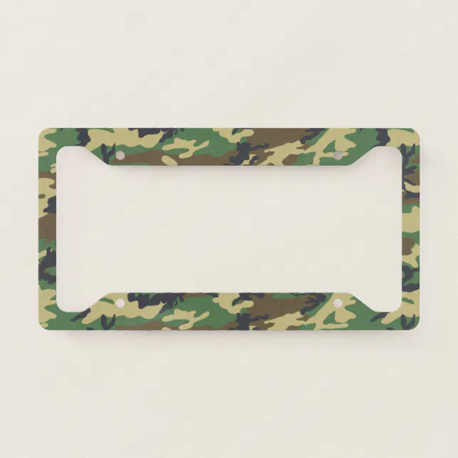 Woodland Militairy Camo Print License Plate Frame | Zazzle