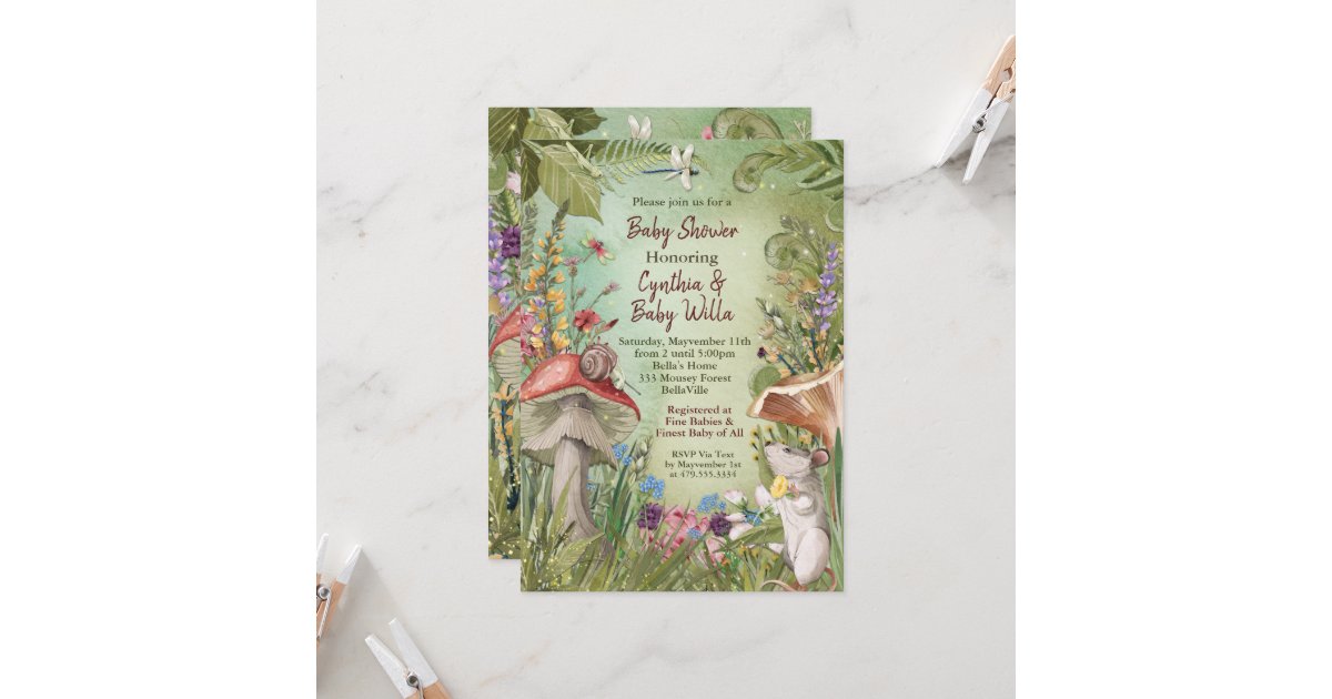 Woodland Nature Baby Shower Invitation | Zazzle