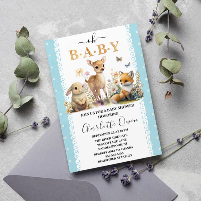 Woodland Oh Baby Spring Boy Baby Shower Invitation | Zazzle