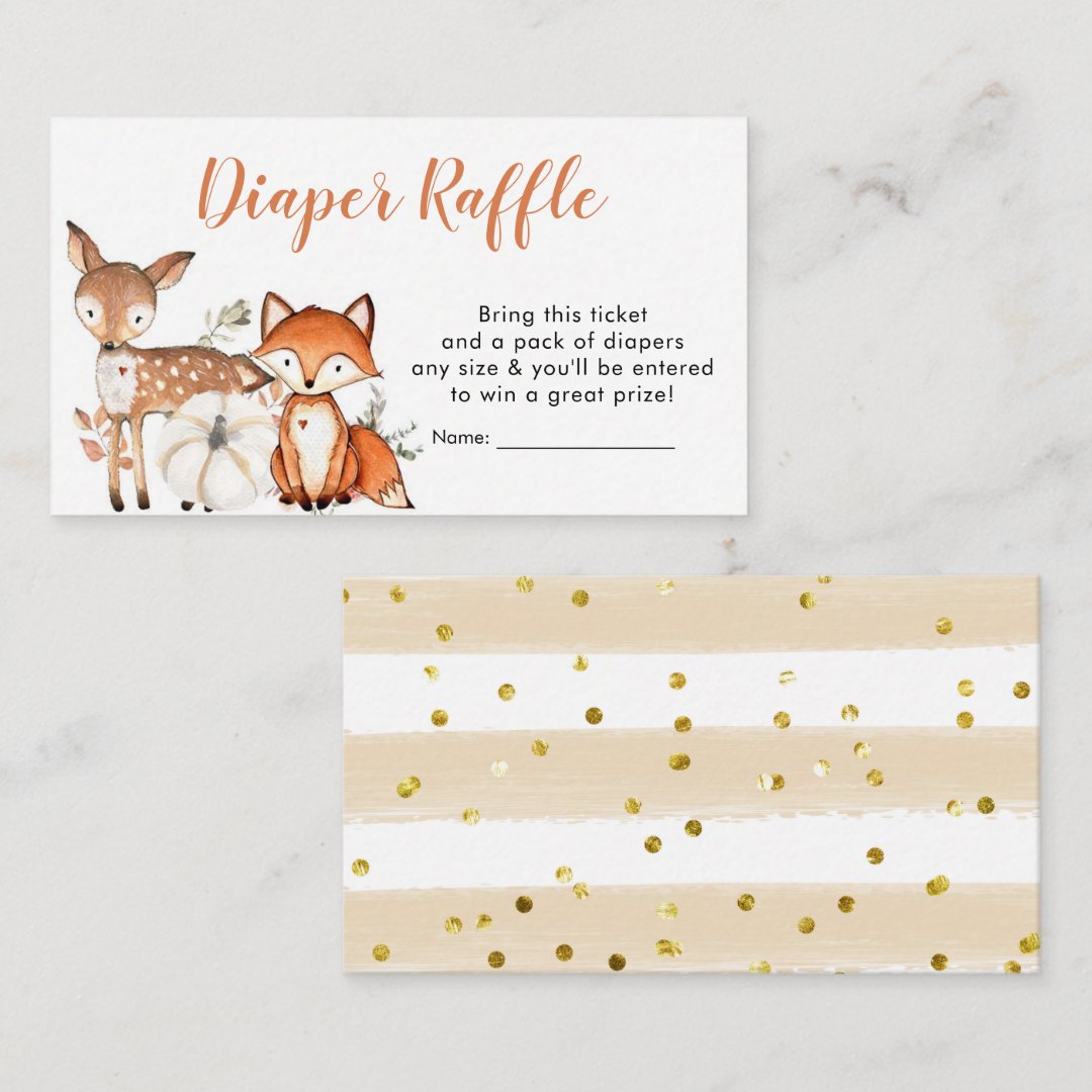 Woodland Oh Boy Pumpkin Baby Shower Diaper Raffle Enclosure Card | Zazzle